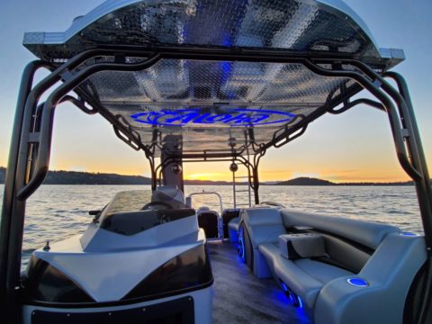 Aloha Water Slide 26' Silver - TriToon - Lake Escapes Boat Rentals